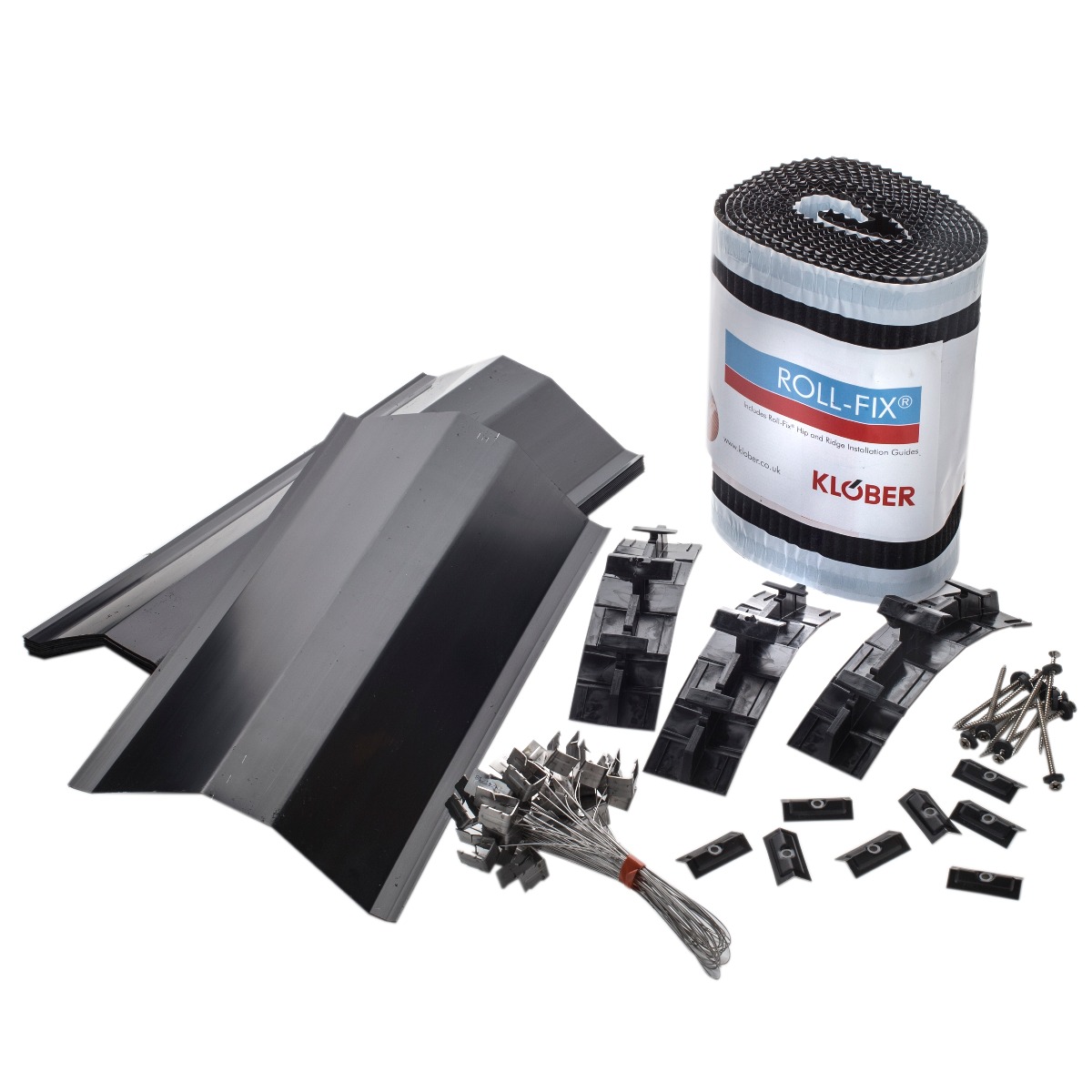 Klober Roll-Fix Concrete Vented Dry Hip Kit - 295x5000mm - Anthracite